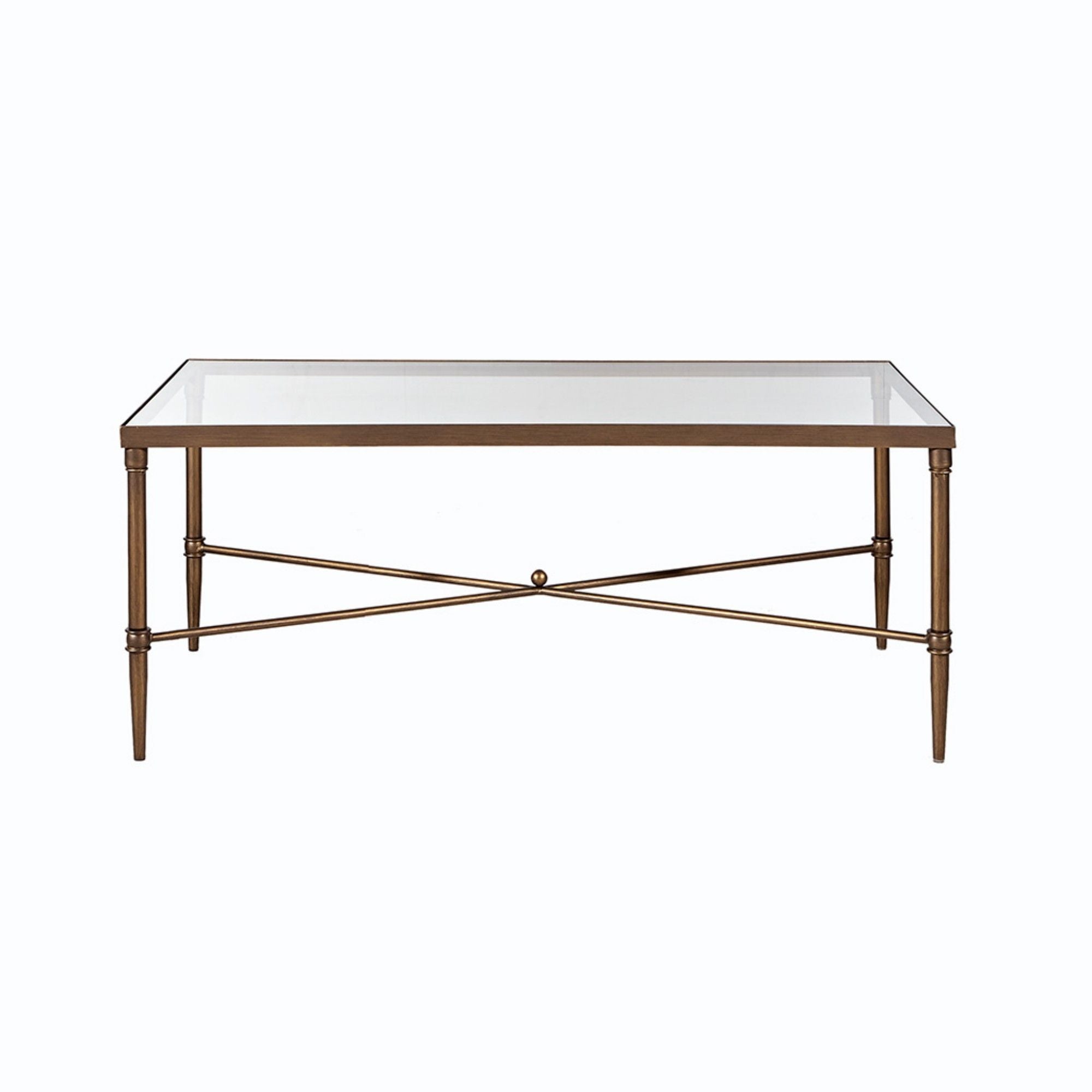 Metal Rectangle Coffee Table With Tempered Glass Top - Bronze – US Mattress
